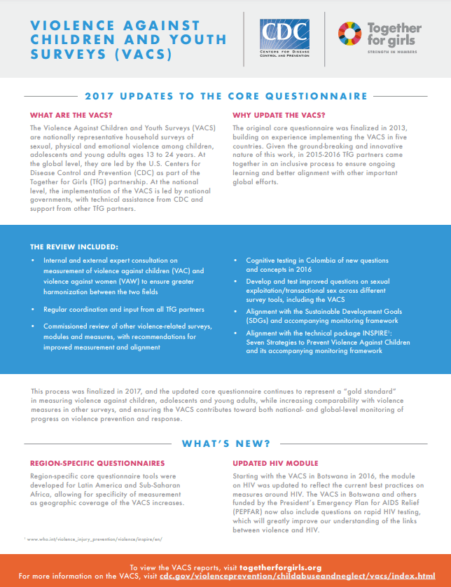 Violence Against Children and Youth Survey (VACS) updated…